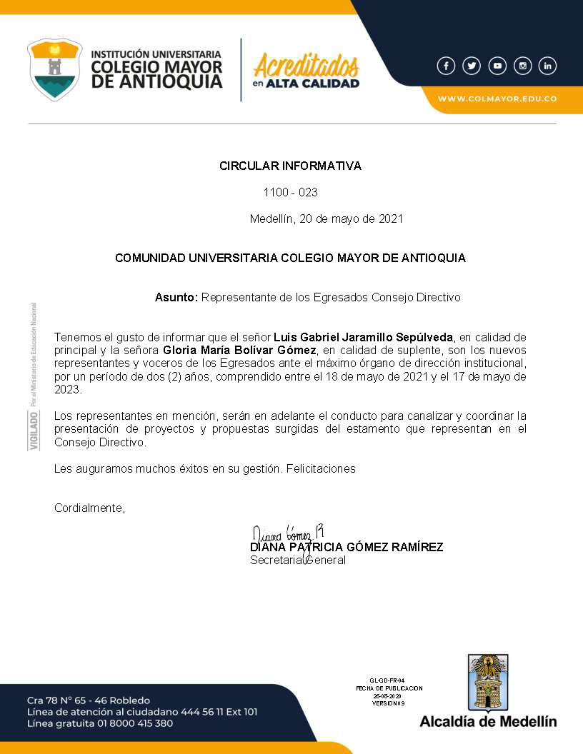 Circular informativa: Nuevo representante de los graduados ante el ...