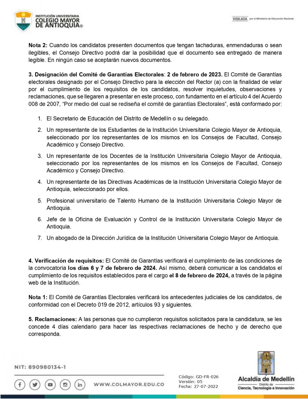 Hojas de vida y propuestas de los candidatos a rector o rectora de la institución - Colegio ...